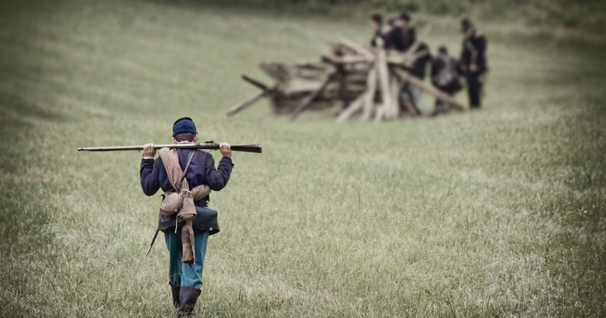 Union Soldiers Marching Away